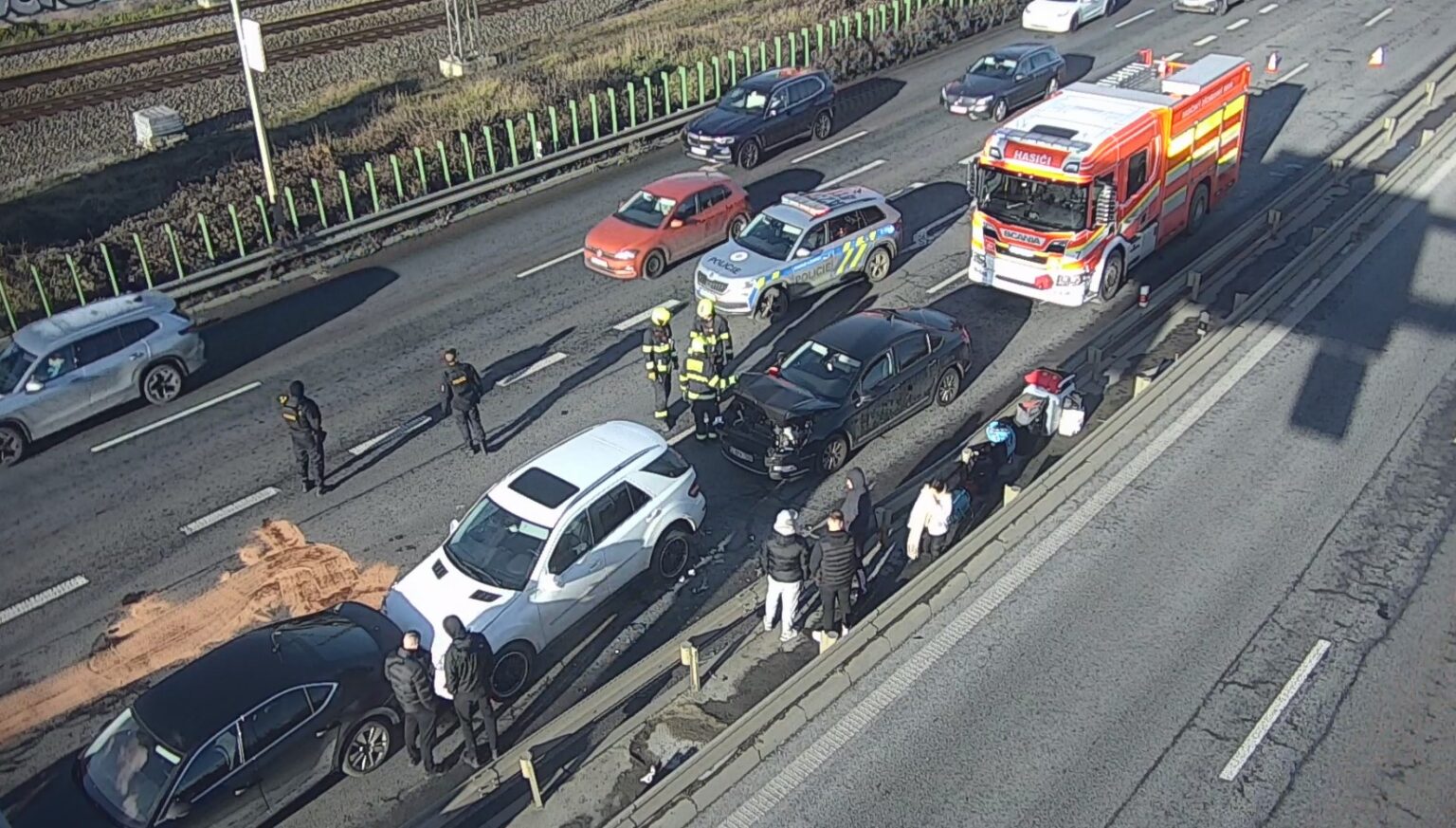 Four cars collide on Strakonická, blocking key exit route - Mean Prague